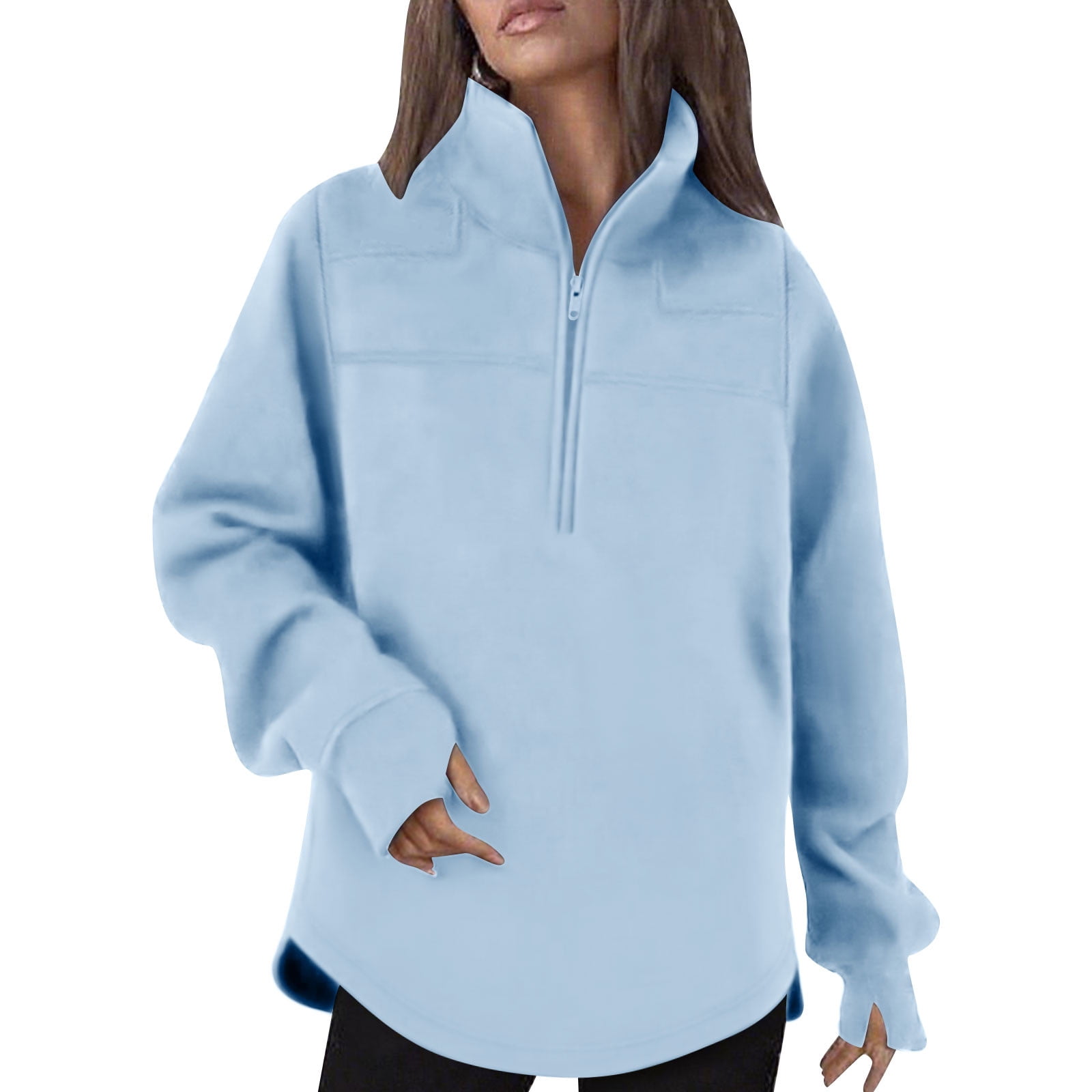 Diufon Womens Sweatshirts Long Sleeve Quarter Half Zip Pullover Fall ...