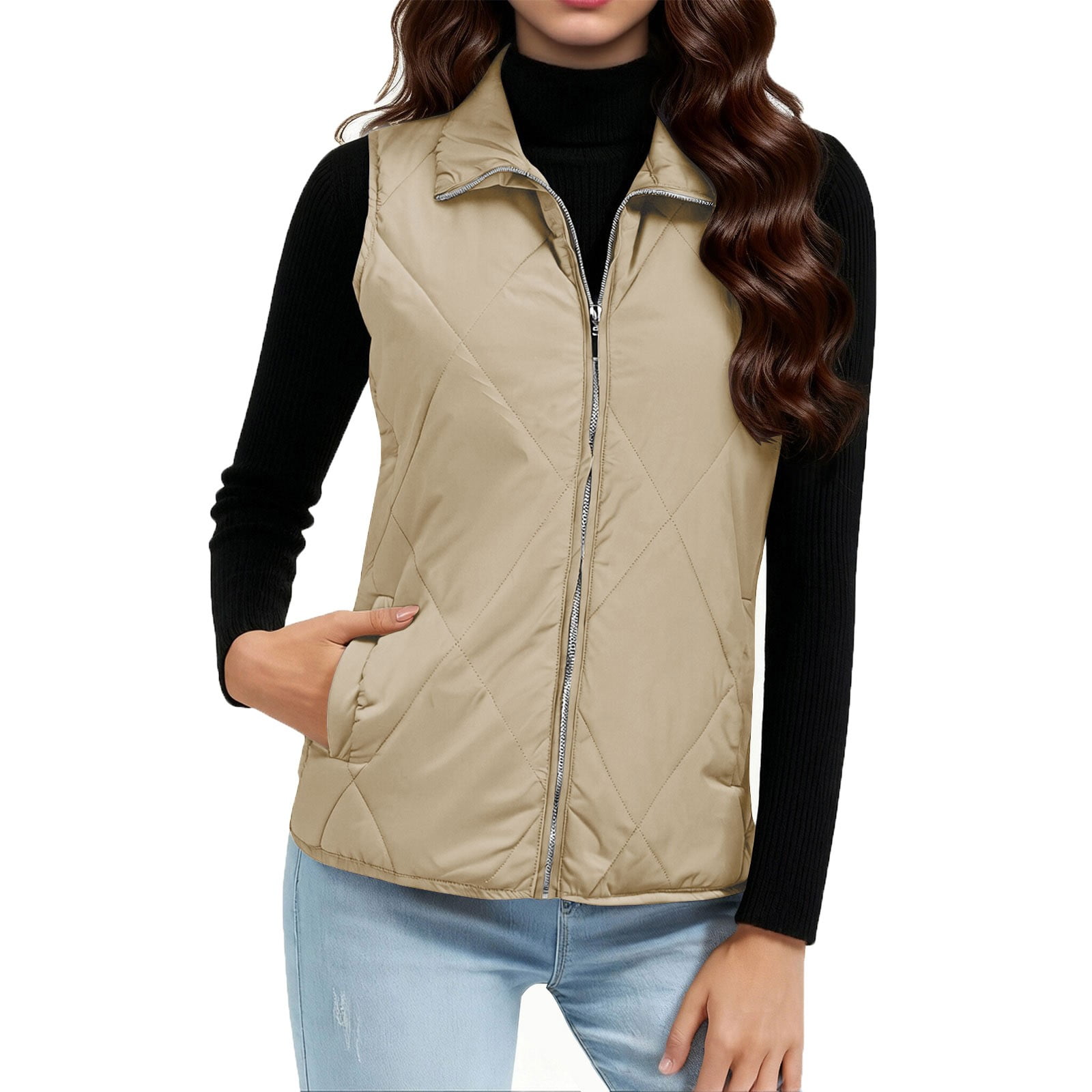 Diufon Womens Vests Padded Lightweight Sleeveless Vest Fall Winter Full ...