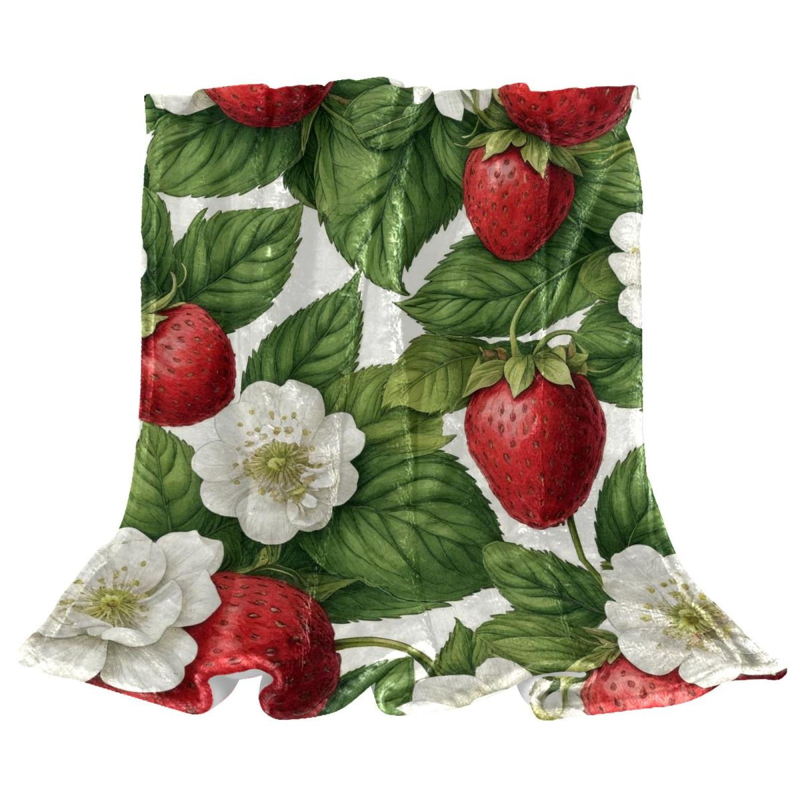 Diusye Large Juicy Red Strawberry Small White Flowers Blanket Sofa Bed ...