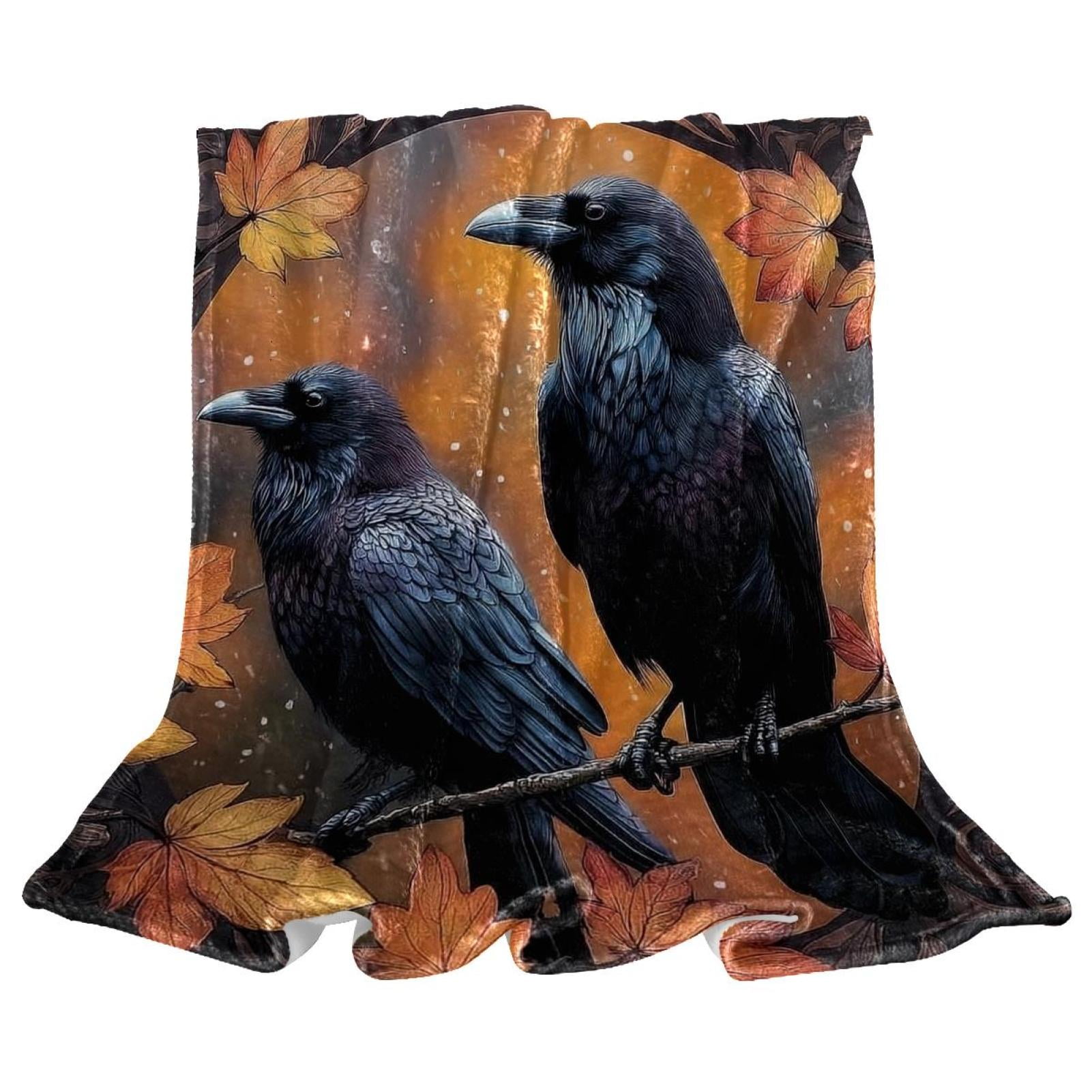 Diusye Large Maple Leaf Two Crows Blanket Sofa Bed All Season Fuzzy ...