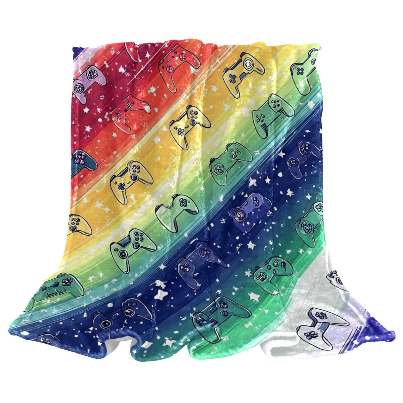 Diusye Large Rainbow Bar Game Console Blanket Sofa Bed All Season Fuzzy ...