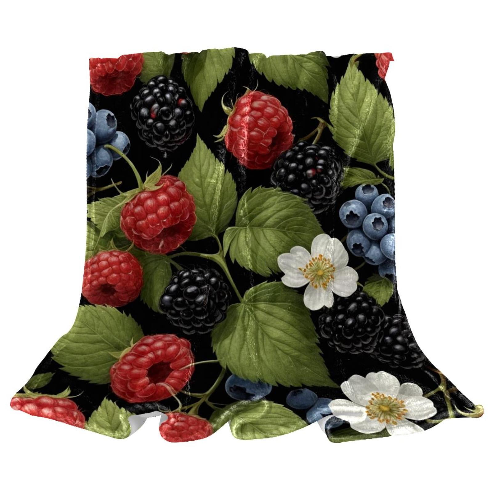 Diusye Large Raspberry Blueberry White Flower Blanket Sofa Bed All ...