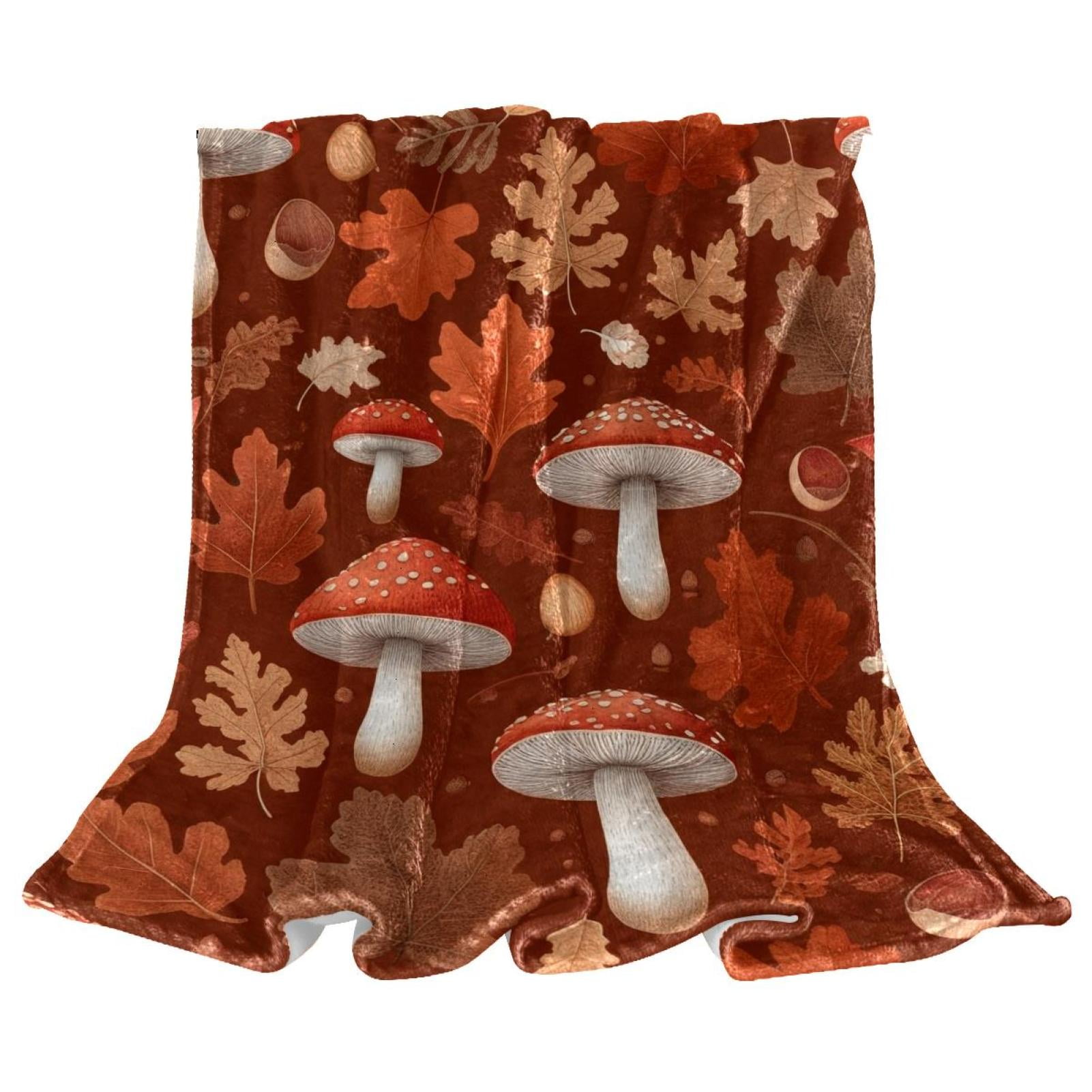 Diusye Large Red Maple Leaf Mushroom Blanket Sofa Bed All Season Fuzzy ...