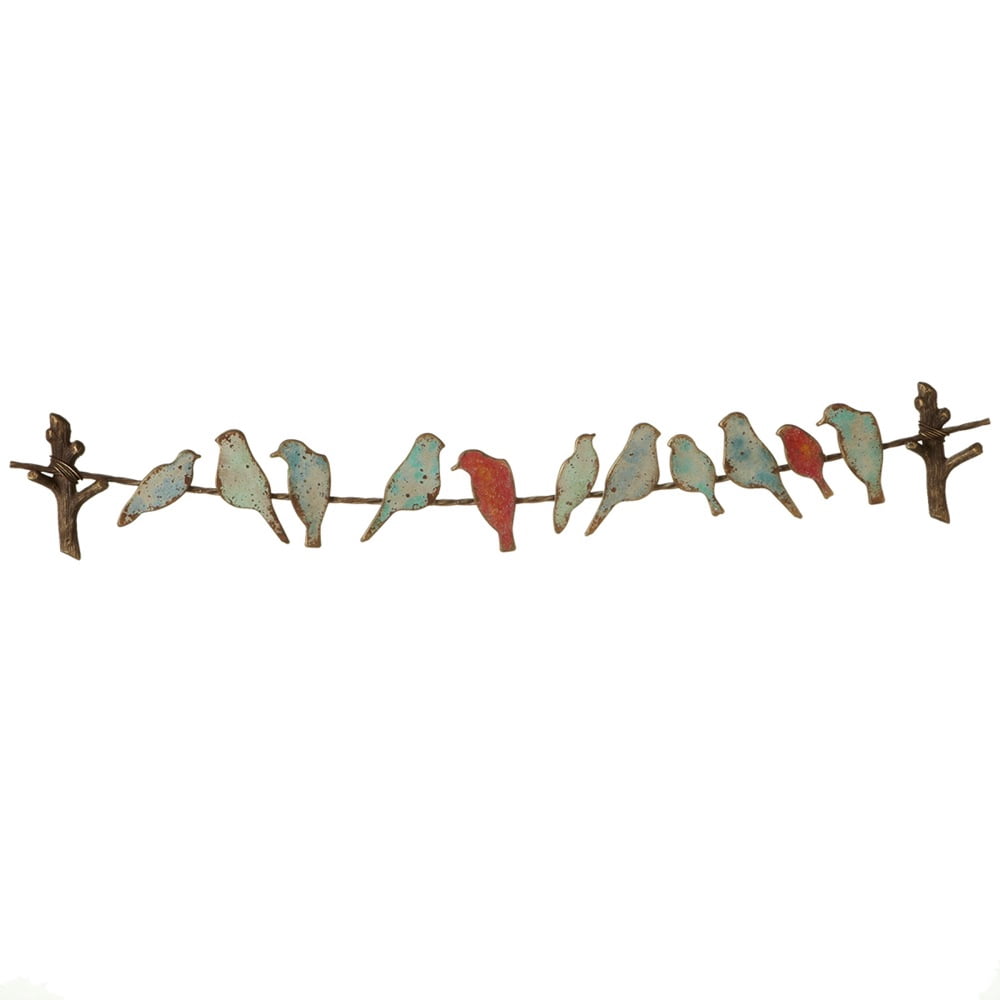 Diva At Home Set of 2 Red and White Distressed Metal Bird Silhouette on ...