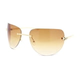 Diva Leopard Jewel Hinge Rimless Curved Wrap Lens Sunglasses Gold ...