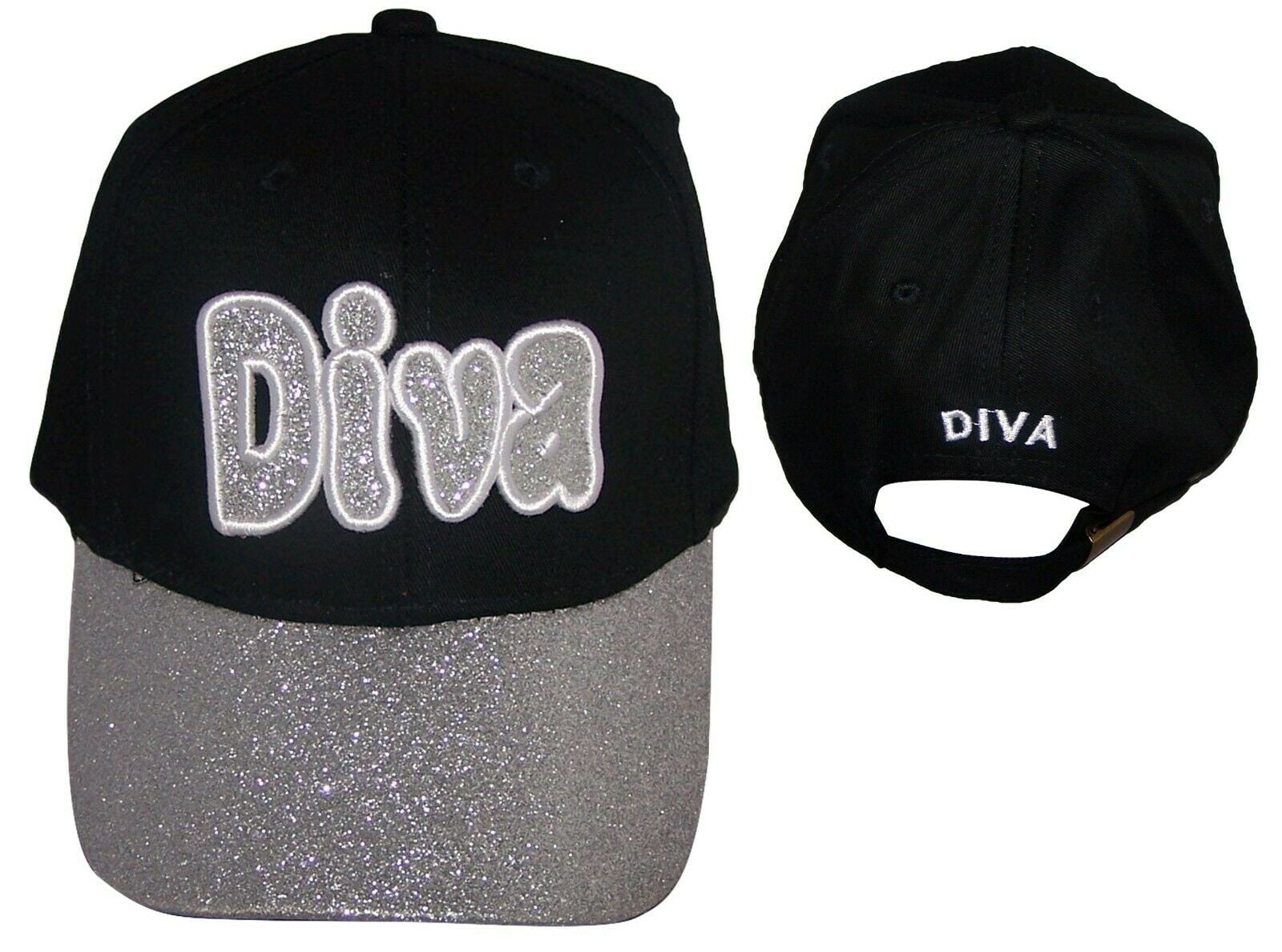 "Diva" Women Baseball Caps Hats Embroidered Silver Visor -- FREE USA ...