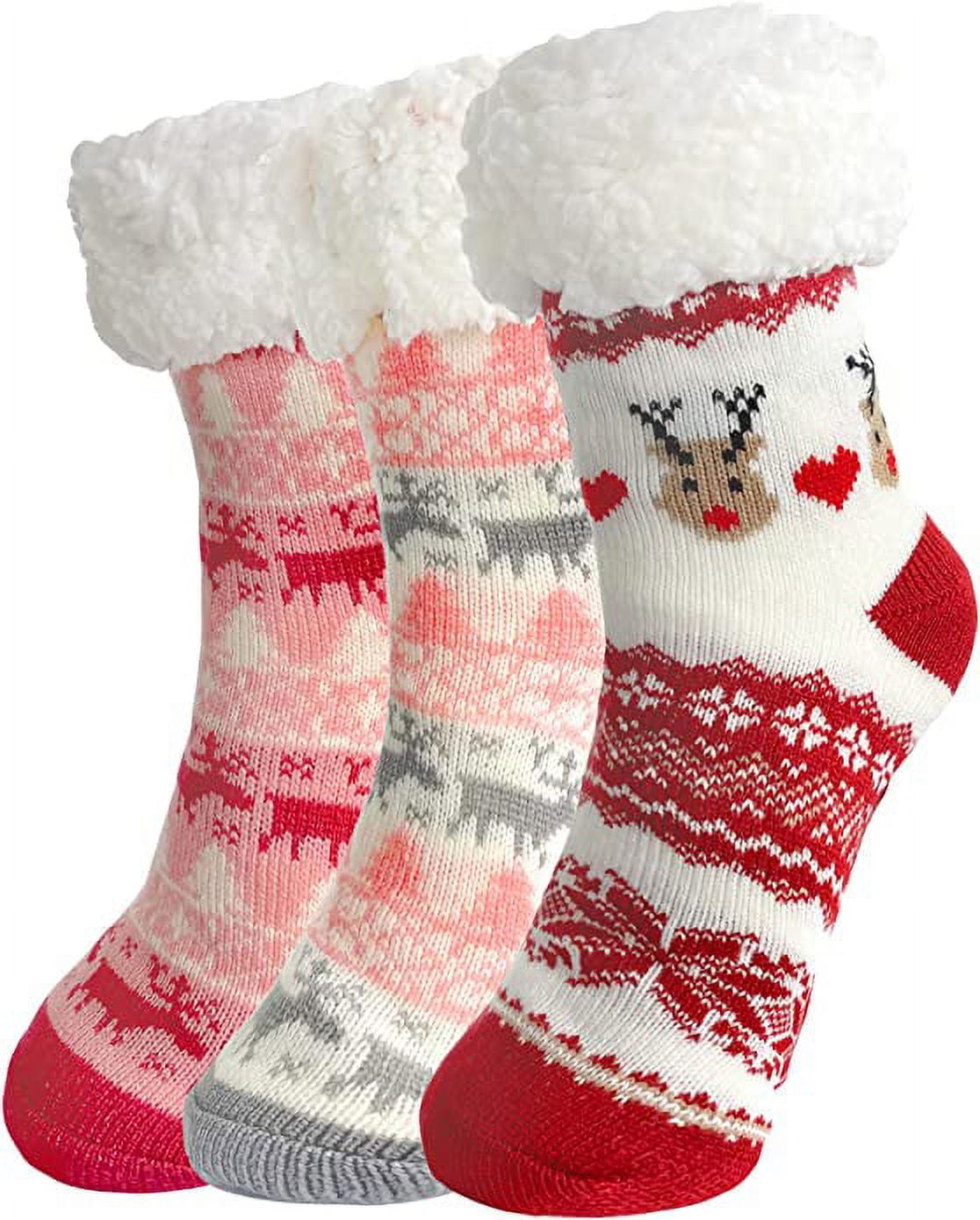 DivanTree 3 Pairs Christmas Fuzzy Socks for Women Non Skid, Warm ...