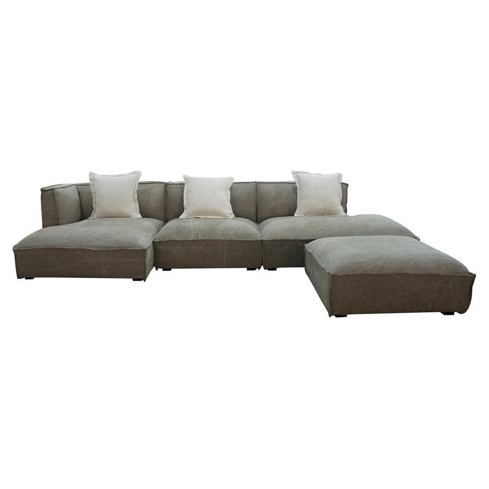 Divani Casa Dania Modern Fabric Sectional Sofa and Ottoman in Beige ...