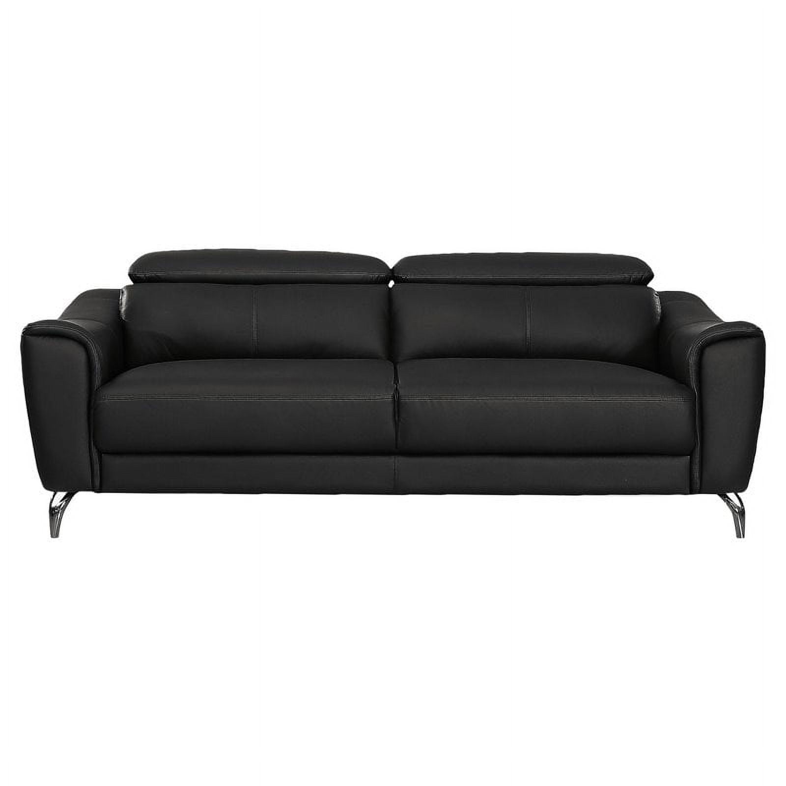 Divani Casa Danis Adjustable Headrest Modern Metal and Leather Sofa in ...