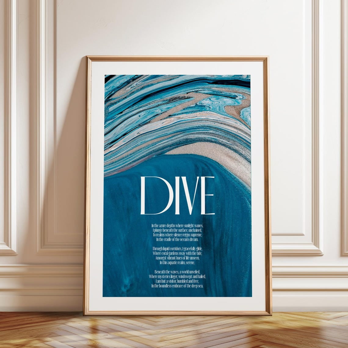Dive Abstract Ocean Wall Art Poster - Blue Coastal Wall Decor For Home ...