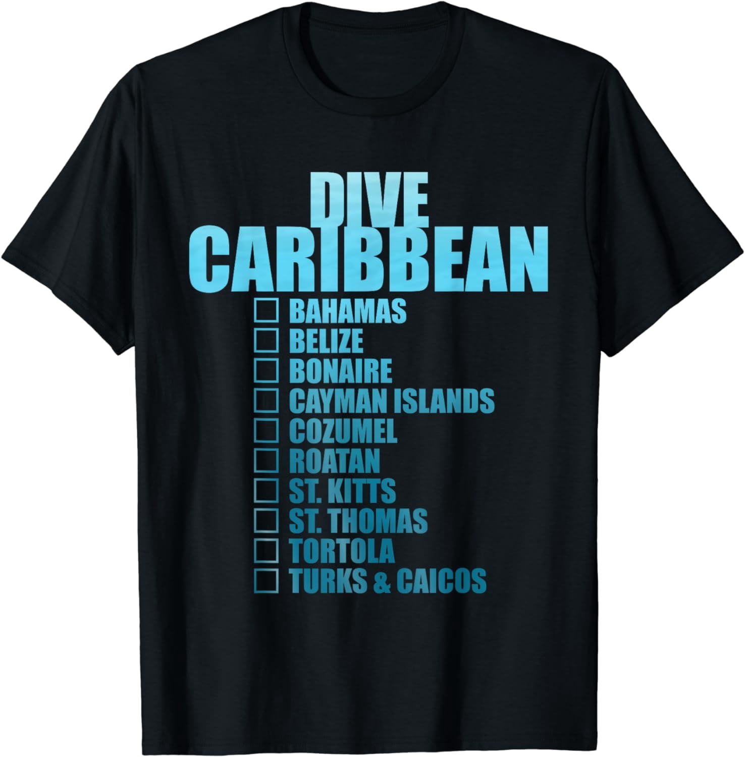 Dive Caribbean Islands Diver Checklist Gift Scuba Diving T-Shirt ...