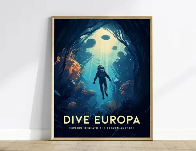 Dive Europa Wall Art, Space Exploration Poster Design Jupiter NO FRAMED ...