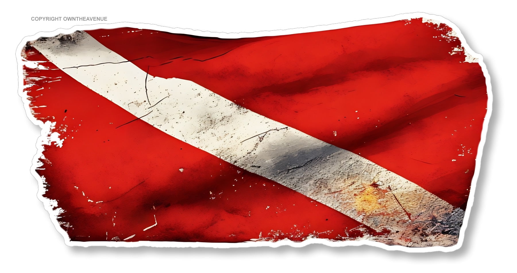 Dive Flag Scuba Diving Distressed Tattered Vinyl Sticker Decal 4 ...