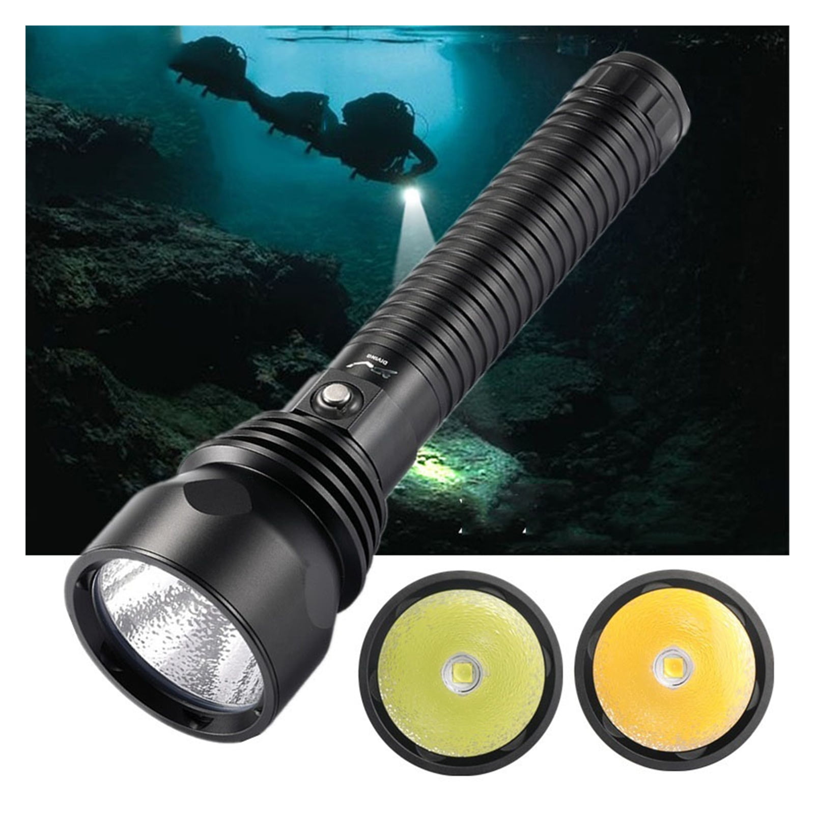 Dive Light Yellow / White Light XHP70.2 LED Diving Flashlight Super ...