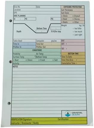 Dive Log Sheets (100 logs / 50 Sheets)$$Office - Walmart.com