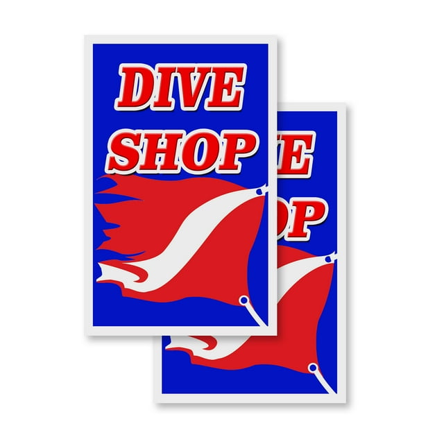 Dive Shop (2-PACK) 24" x 36" Vinyl Decals | Sign Insert Peel & Stick ...