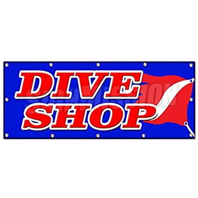 Dive Shop Banner Sign - Diving Gear Scuba Rental Sale Deep Sea Lessons ...