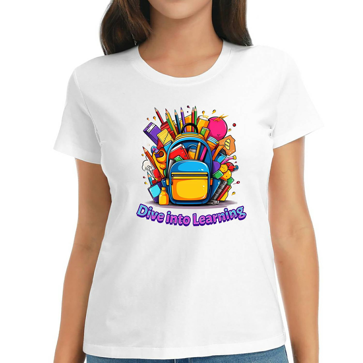 Dive into Learning Back to School Gifts Short Sleeve Shirts for Women ...