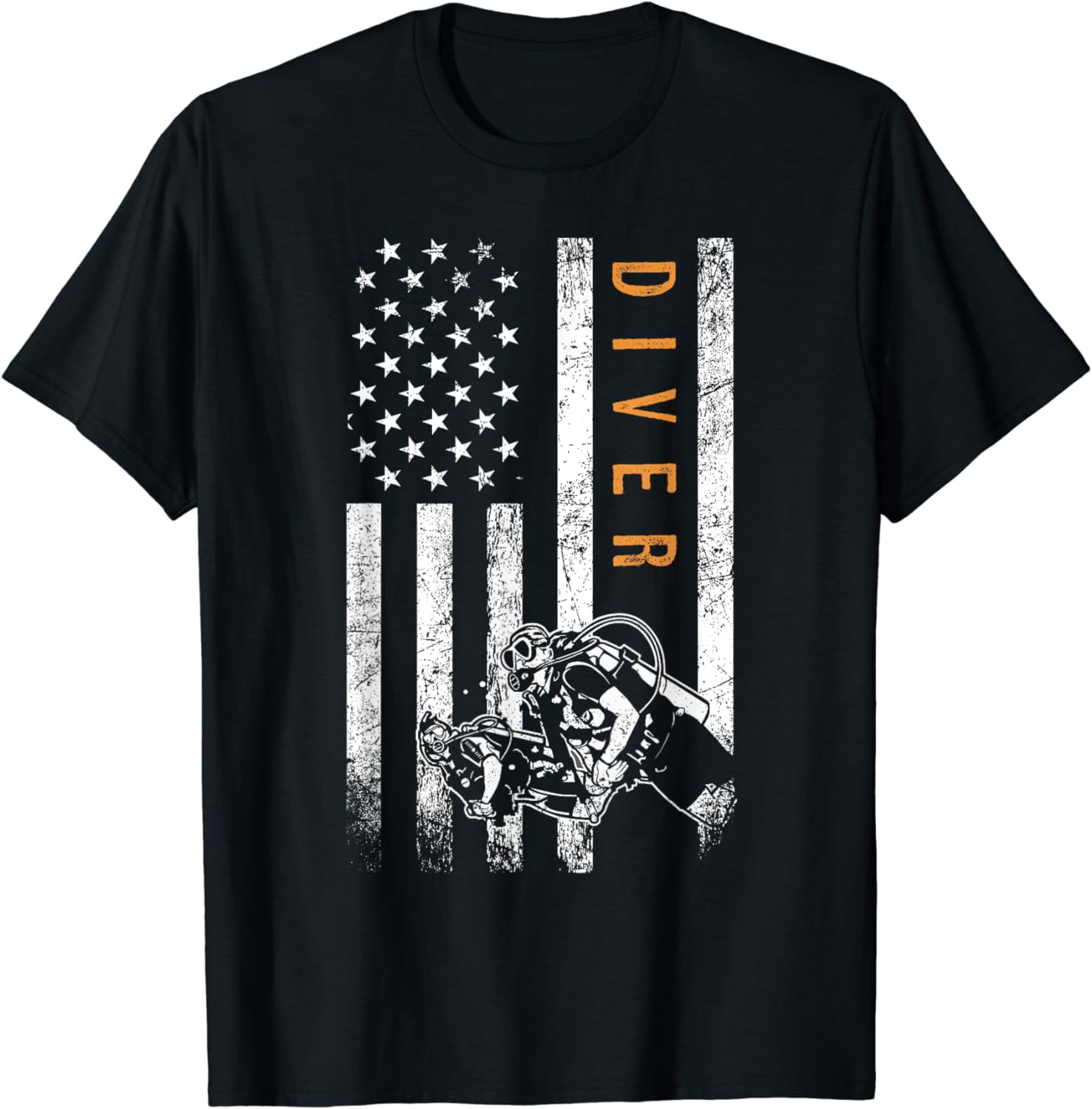 Diver American Flag Design Scuba Diving T-Shirt - Walmart.com