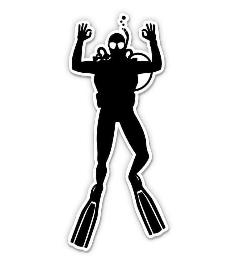 Diver Diving OK Underwater Scuba - 5" Vinyl Sticker - For Car Laptop I ...