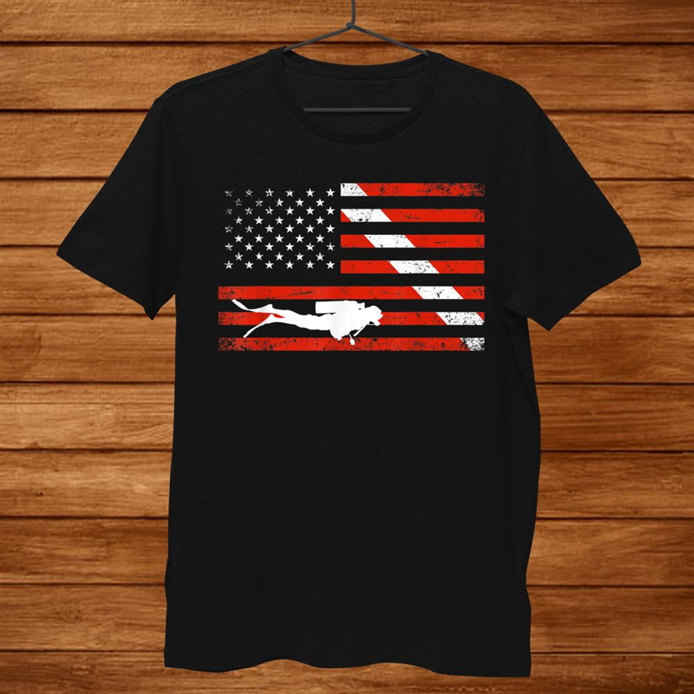 Diver Down Dive Flag Scuba Diving American Flag Shirt Gift Black Unisex ...
