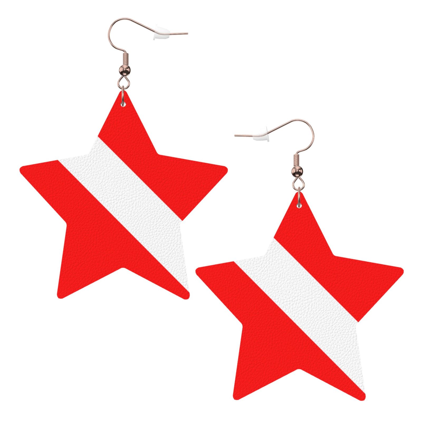 Diver Down Flag Star Faux Leather Dangle Drop Earrings For Women ...