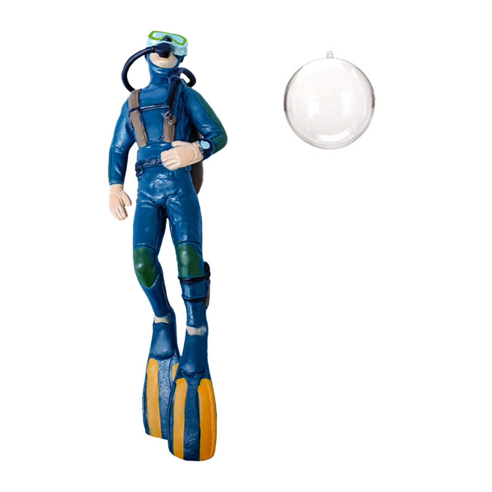 Diver Figure Decoration with Floating Ball Accessory for Saltwater ...