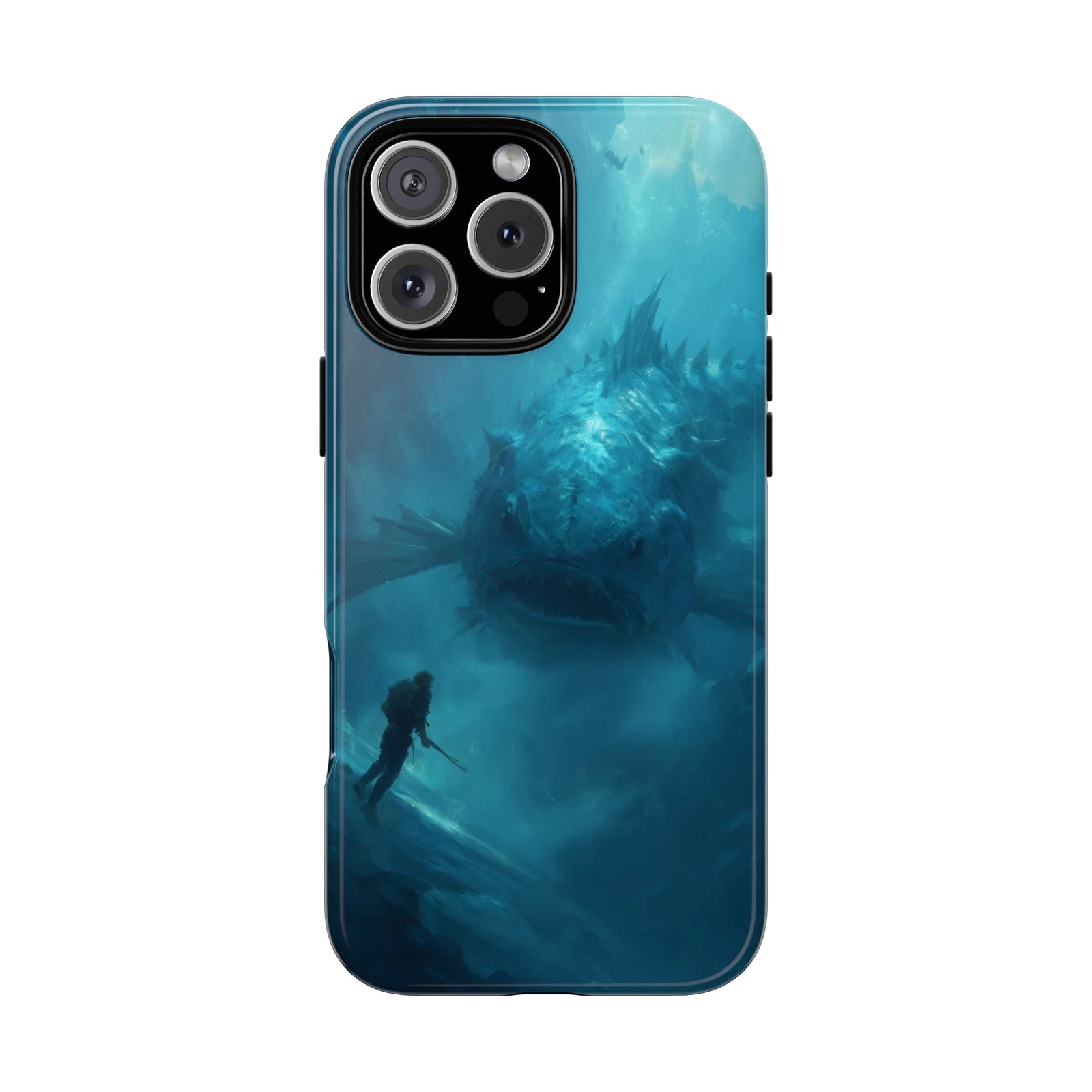 Diver Giant Prehistoric Fish Phone Case for iPhone 11-17 Pro Max ...