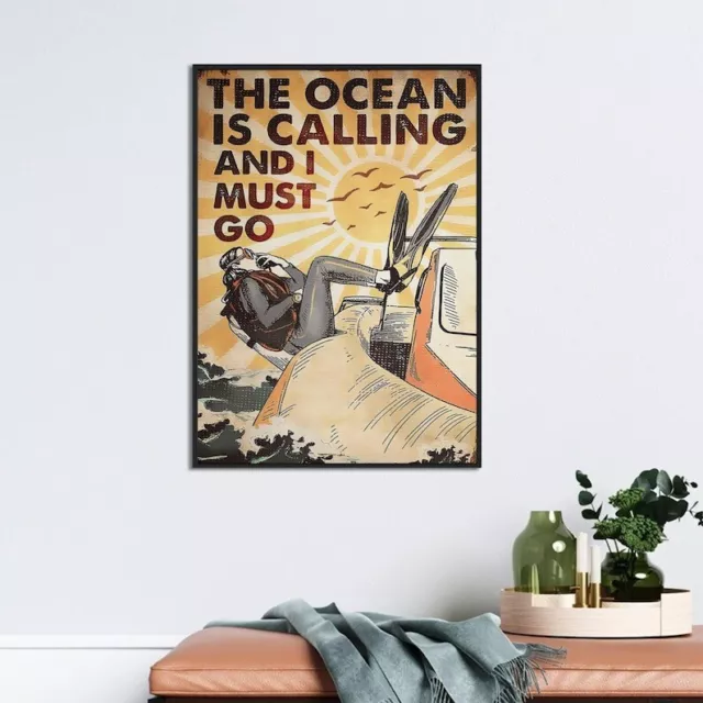 Diver In The Ocean Poster, The Ocean Is Calling And I Must Go Poster ...