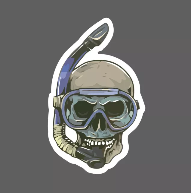 Diver Sticker Skull Snorkeling Waterproof Sticker Phone Decal Water ...