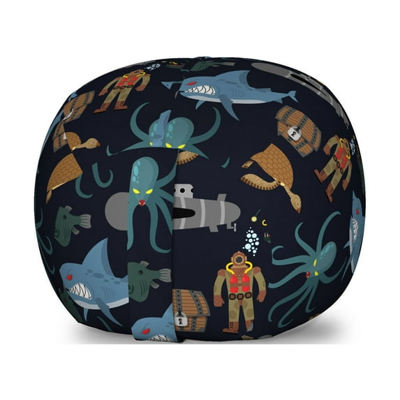 Diver Storage Toy Bag Chair, Ocean Items Pattern Shark Sea Turtle ...