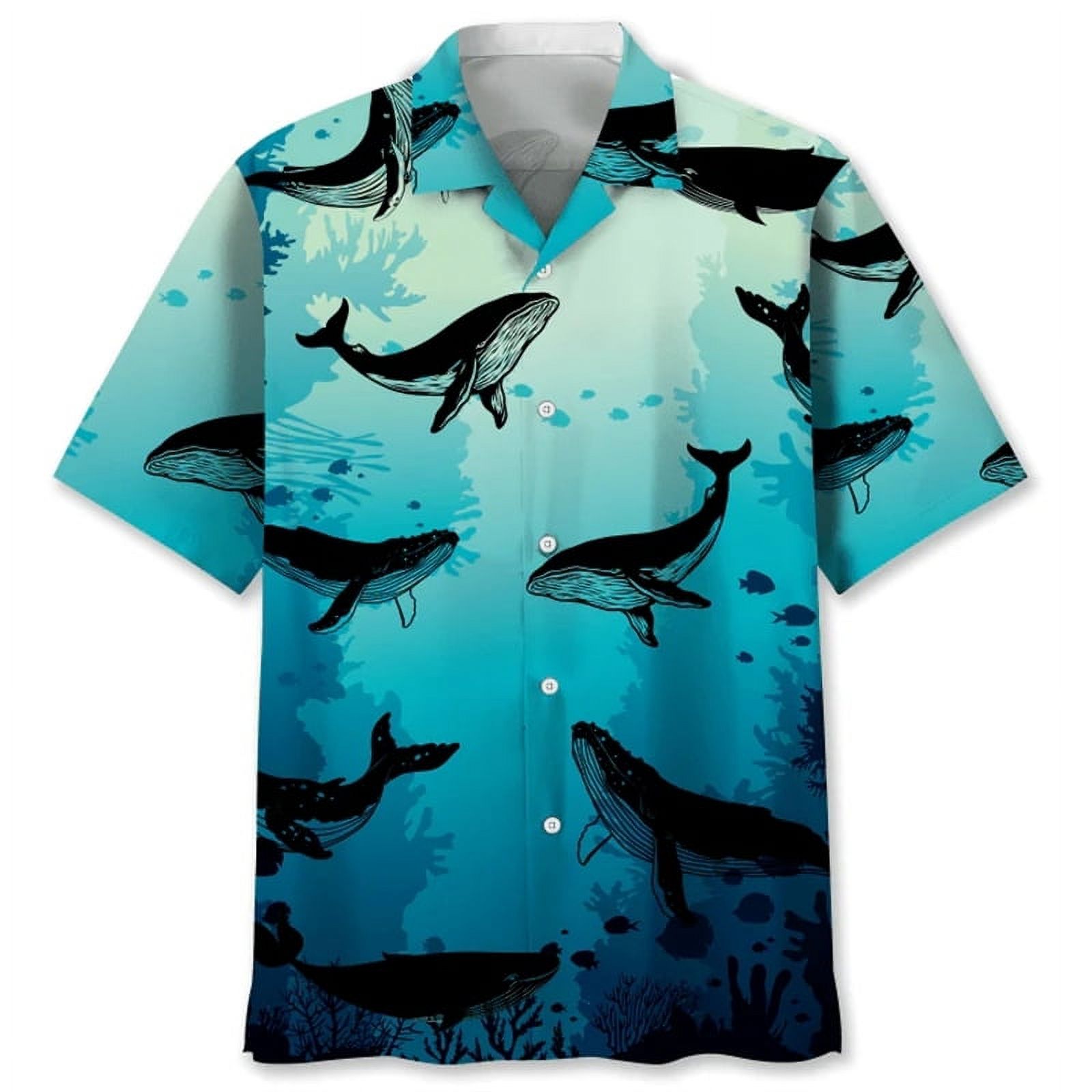 Diver Whale 3D Print Shirt Hawaii Beach Shirts Men's Summer Short ...
