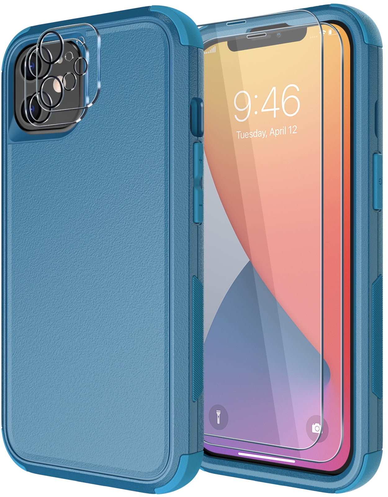 Diverbox Heavy Duty iPhone 11 Case with Tempered Glass Screen & Camera ...