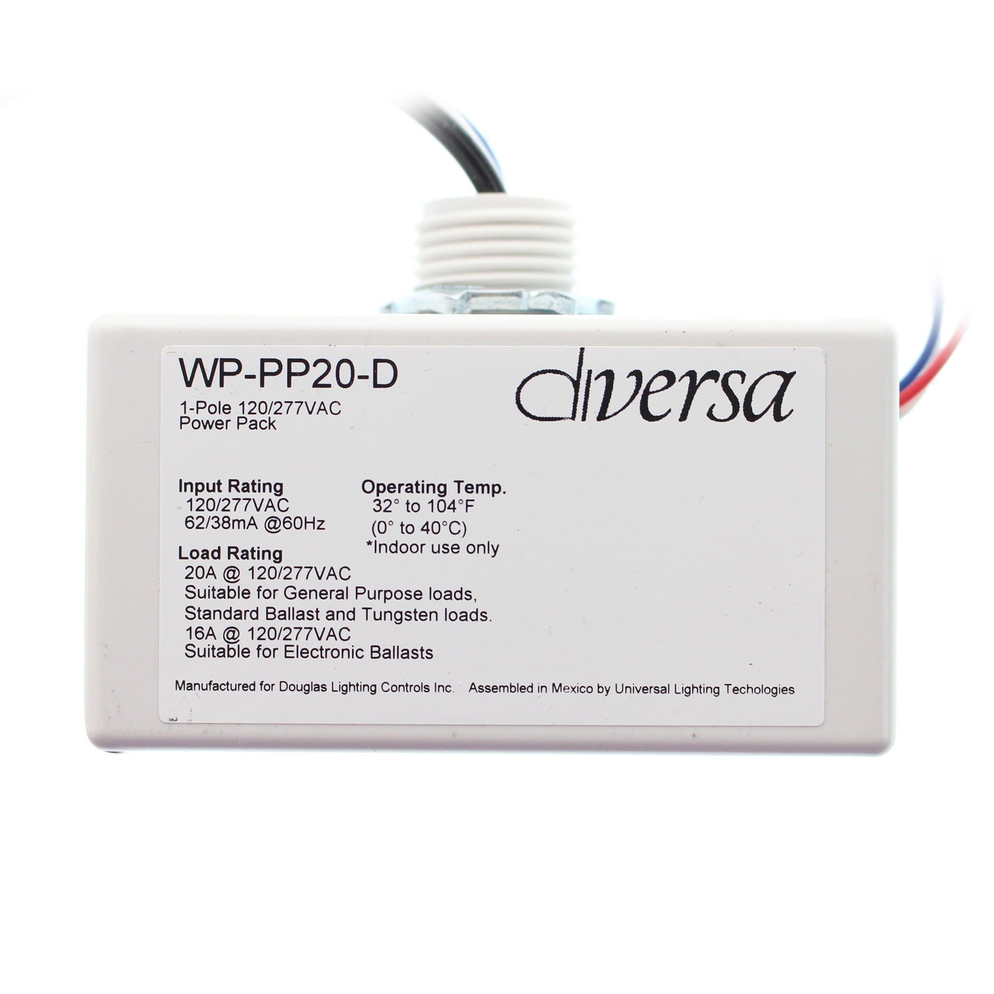 Diversa WP-PP20-D Occupancy Sensor Power Pack, 1-Pole, 20A, 120/277V ...