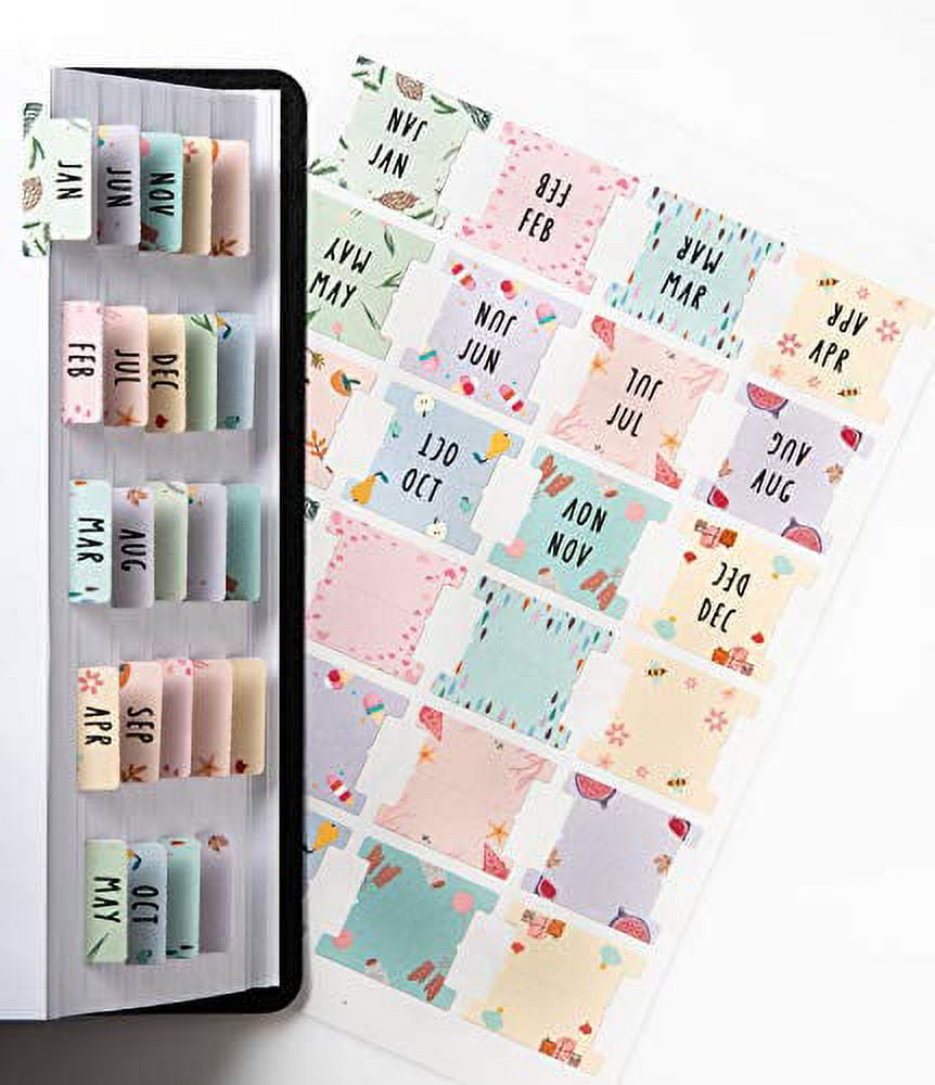 DiverseBee Laminated Planner Monthly Tabs, 24 Peel and Stick Tabs for ...