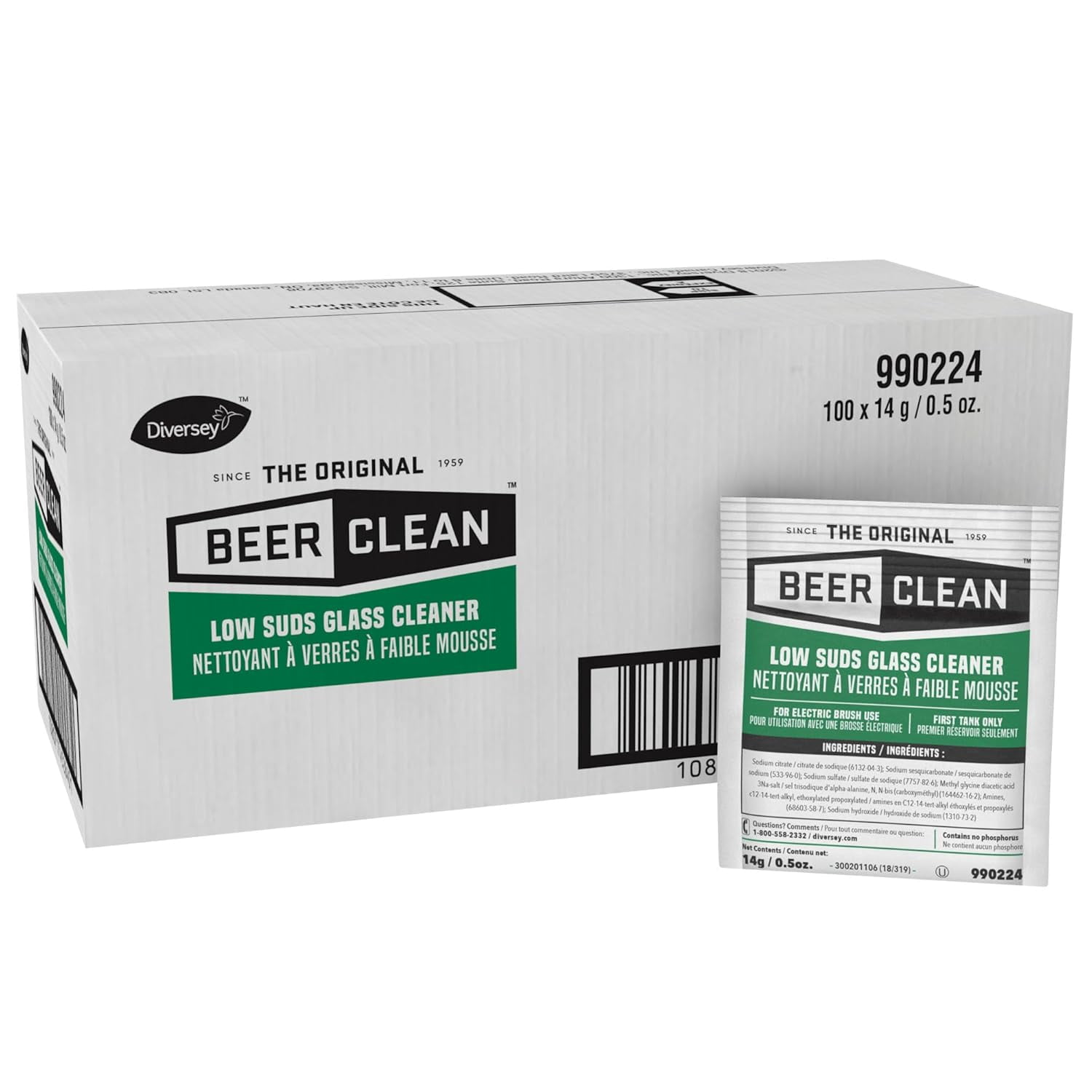Diversey-990224 Beer Clean Low Suds Glass Cleaner (0.5-Ounce, 100-Pack ...