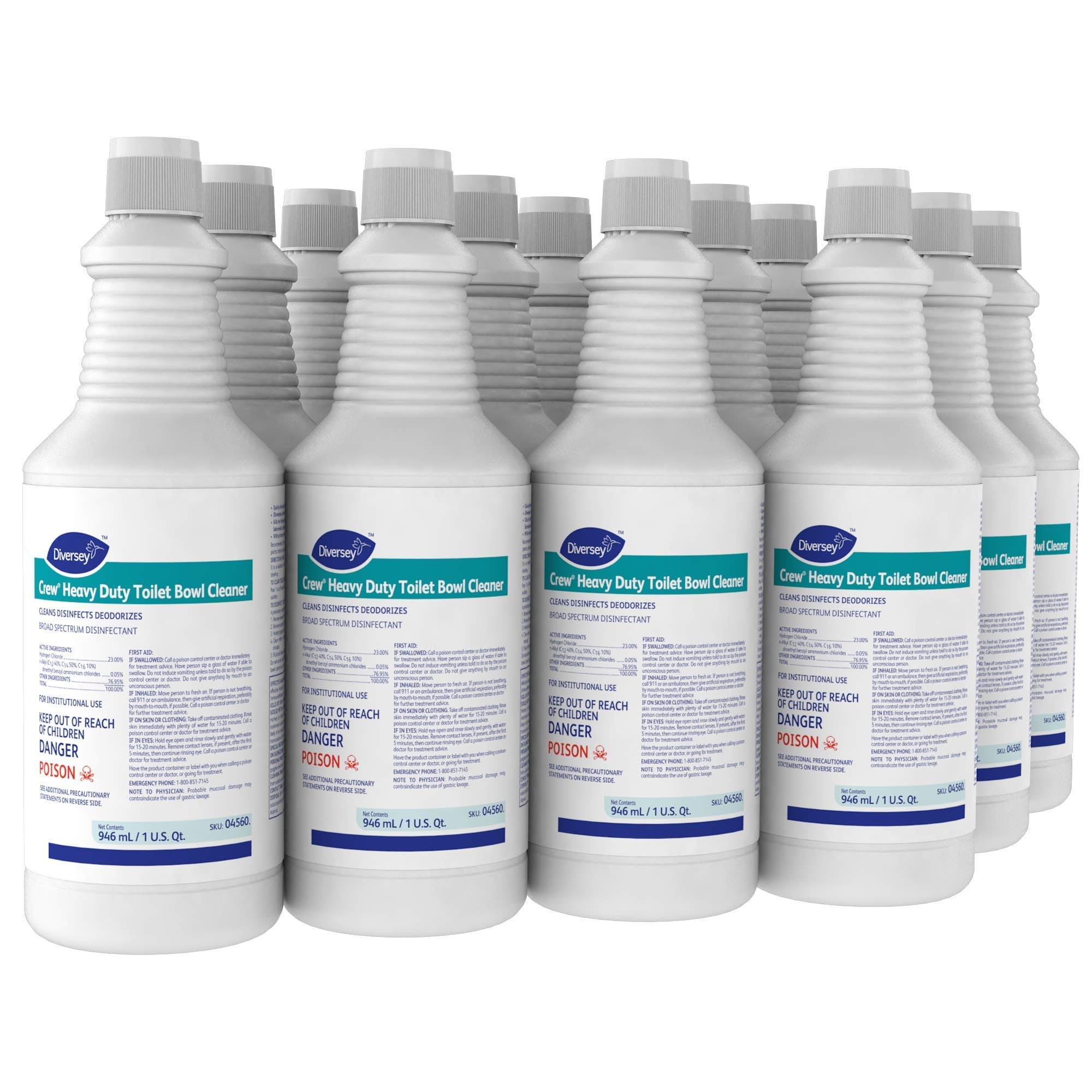 Diversey Crew Heavy Duty Toilet Bowl Cleaner, Minty, 32 Oz Squeeze ...