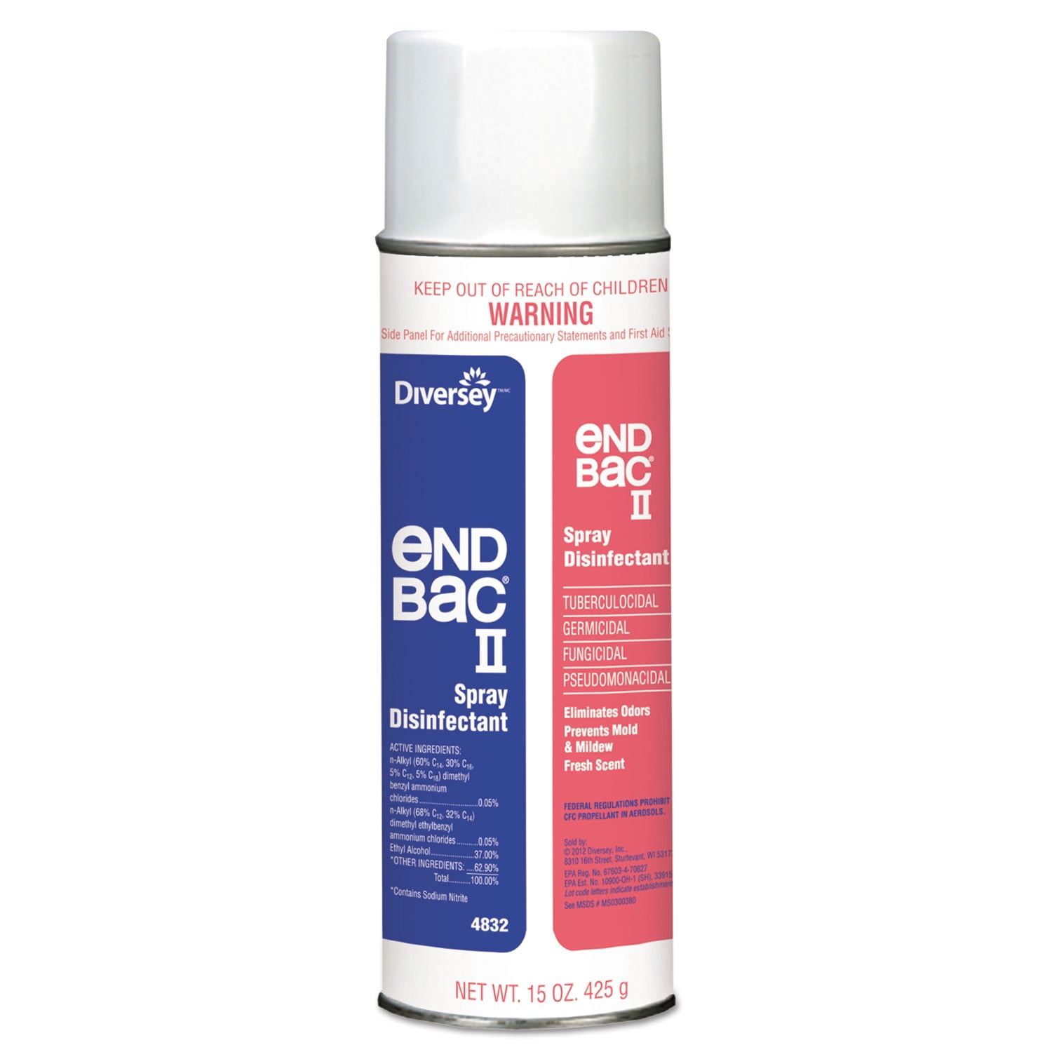 Diversey 04832 End Bac II Spray Disinfectant Unscented 15 oz Aerosol 12 ...