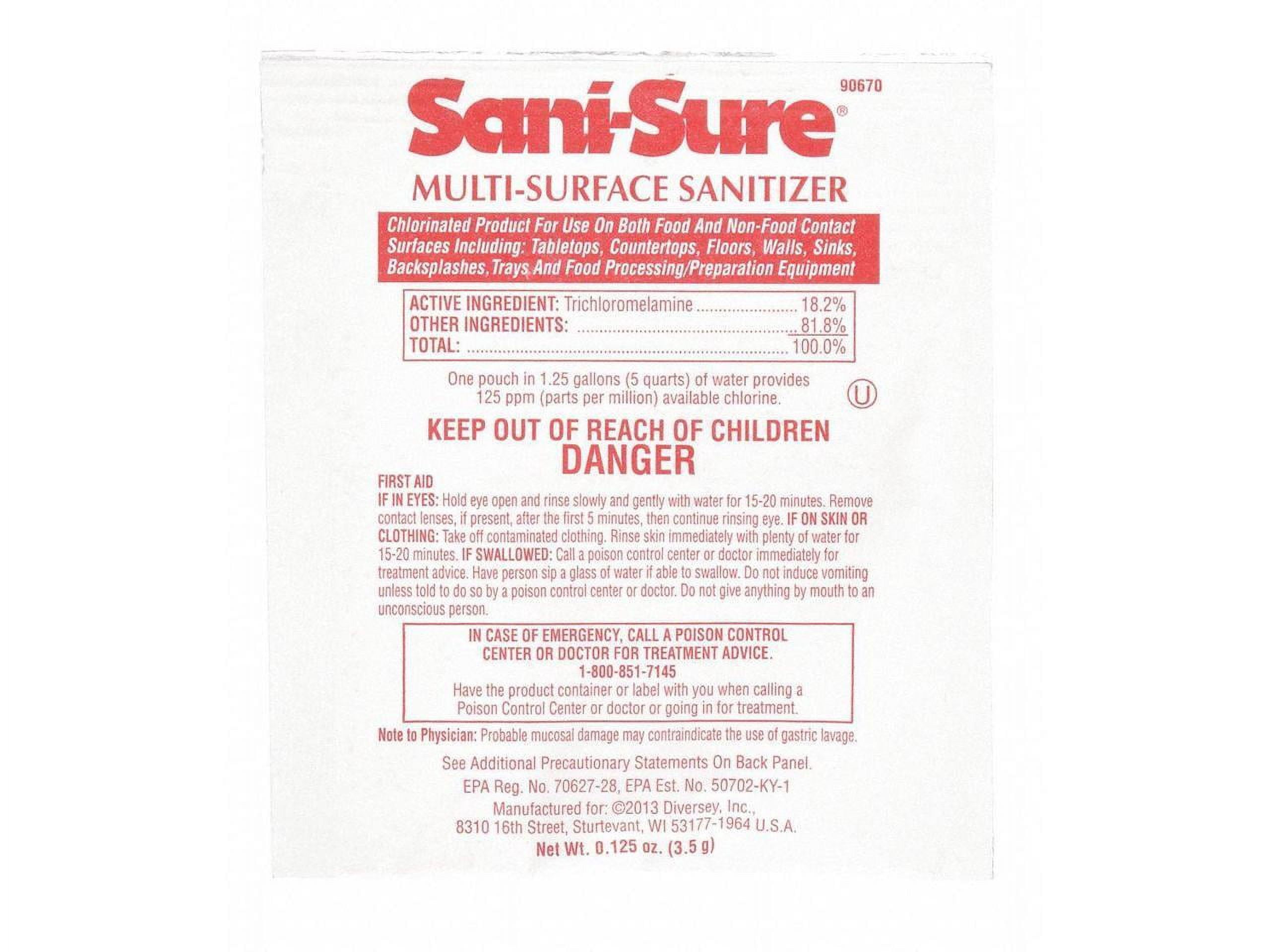 Diversey Sanitizer, 0.13 oz. Packet, Unscented Powder, Concentrated ...