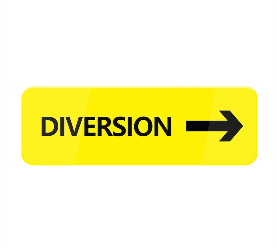 Diversion Sign, 10 X 3 Inch Acrylic Plastic Sign With Symbols, Self ...