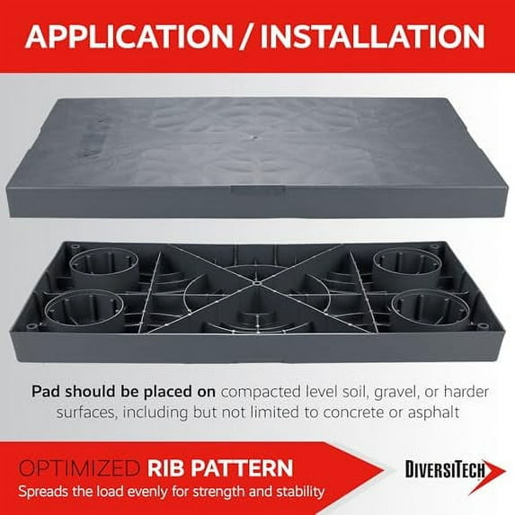 Diversitech E Lite Plastic Equipment Pad for HVAC Systems, 24" x 24" x ...