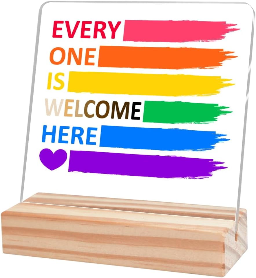 Diversity Desk Decor,Everyone Is Welcome Here Sign,Lgbtq Desk Sign For ...