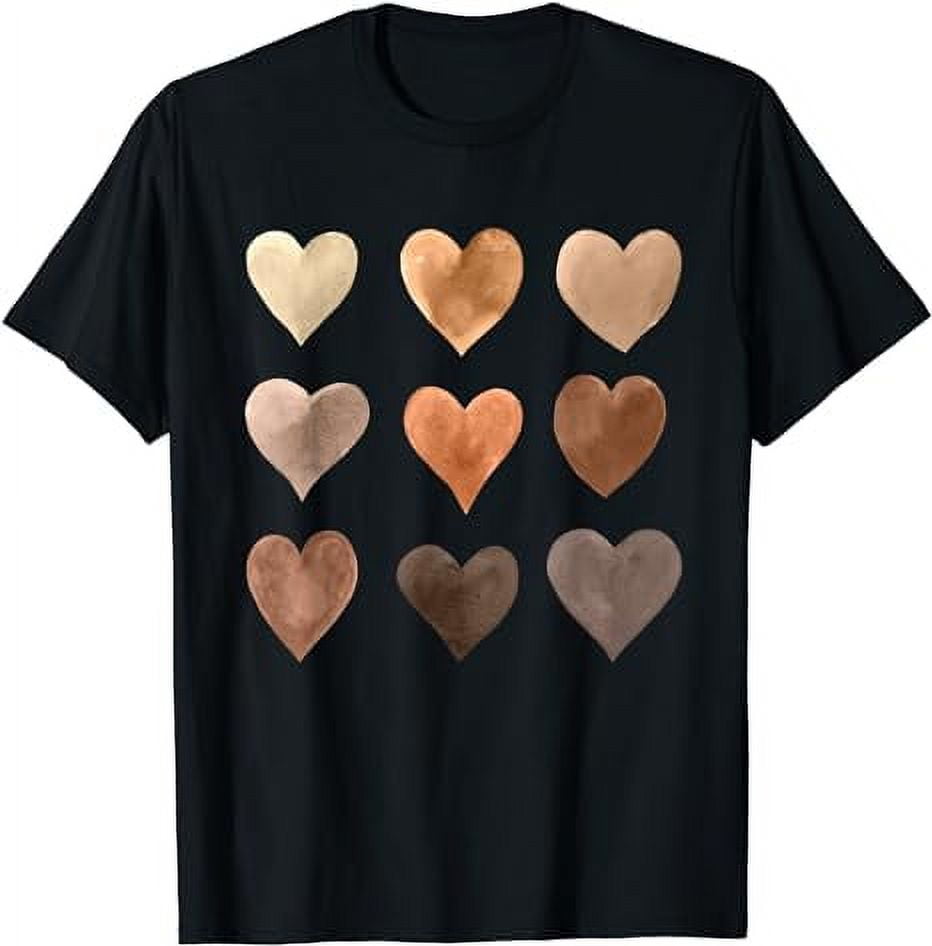 Diversity Heart Skin Tones Black Kindness Melanin and Love T-Shirt ...