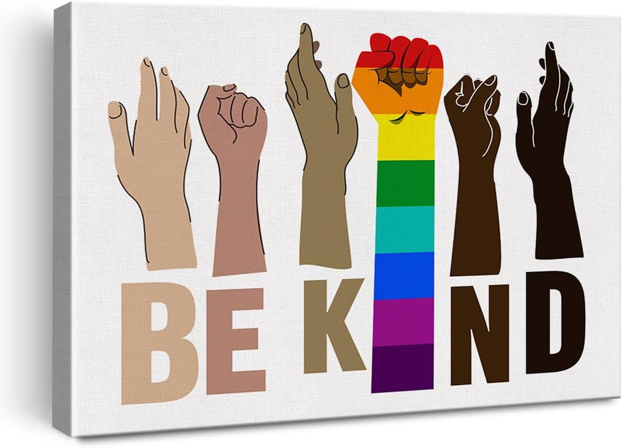 Diversity Inspirational Be Kind Poster Canvas Wall Art for Classroom ...