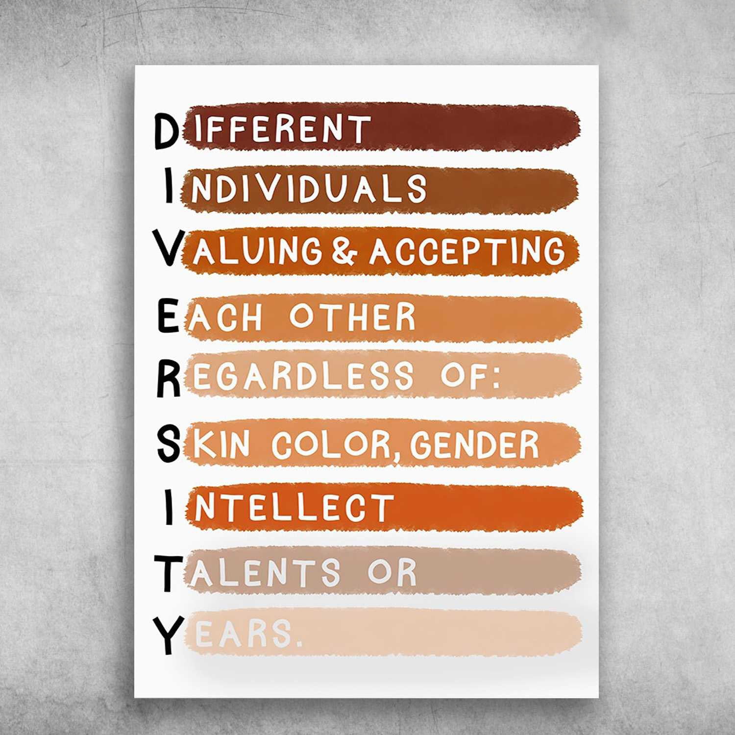 Diversity Poster - Different, Individuals, Valuing And Accepting, Each ...