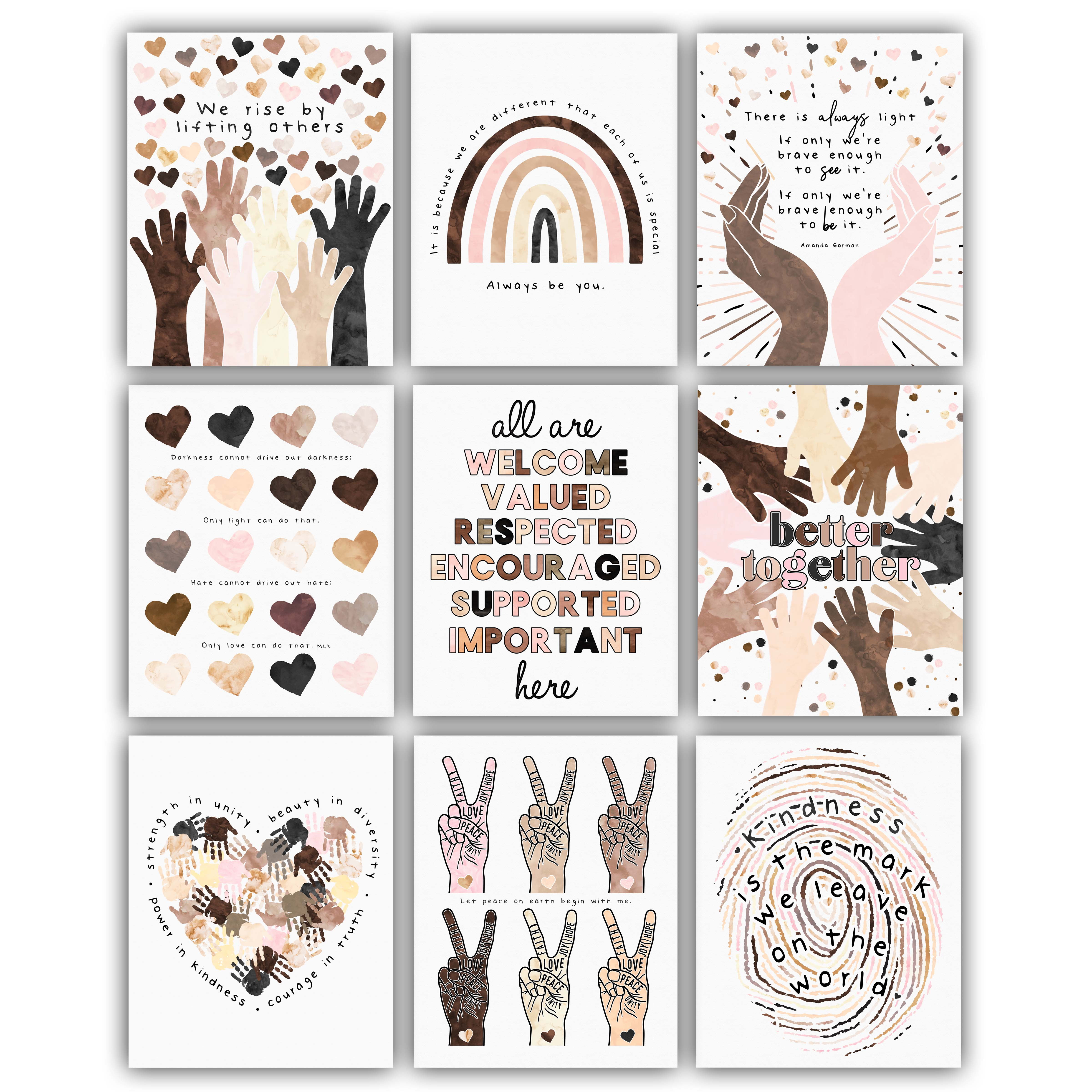 Diversity Unity Kids Poster Bundle (9) 8x10" Prints – Better Together ...