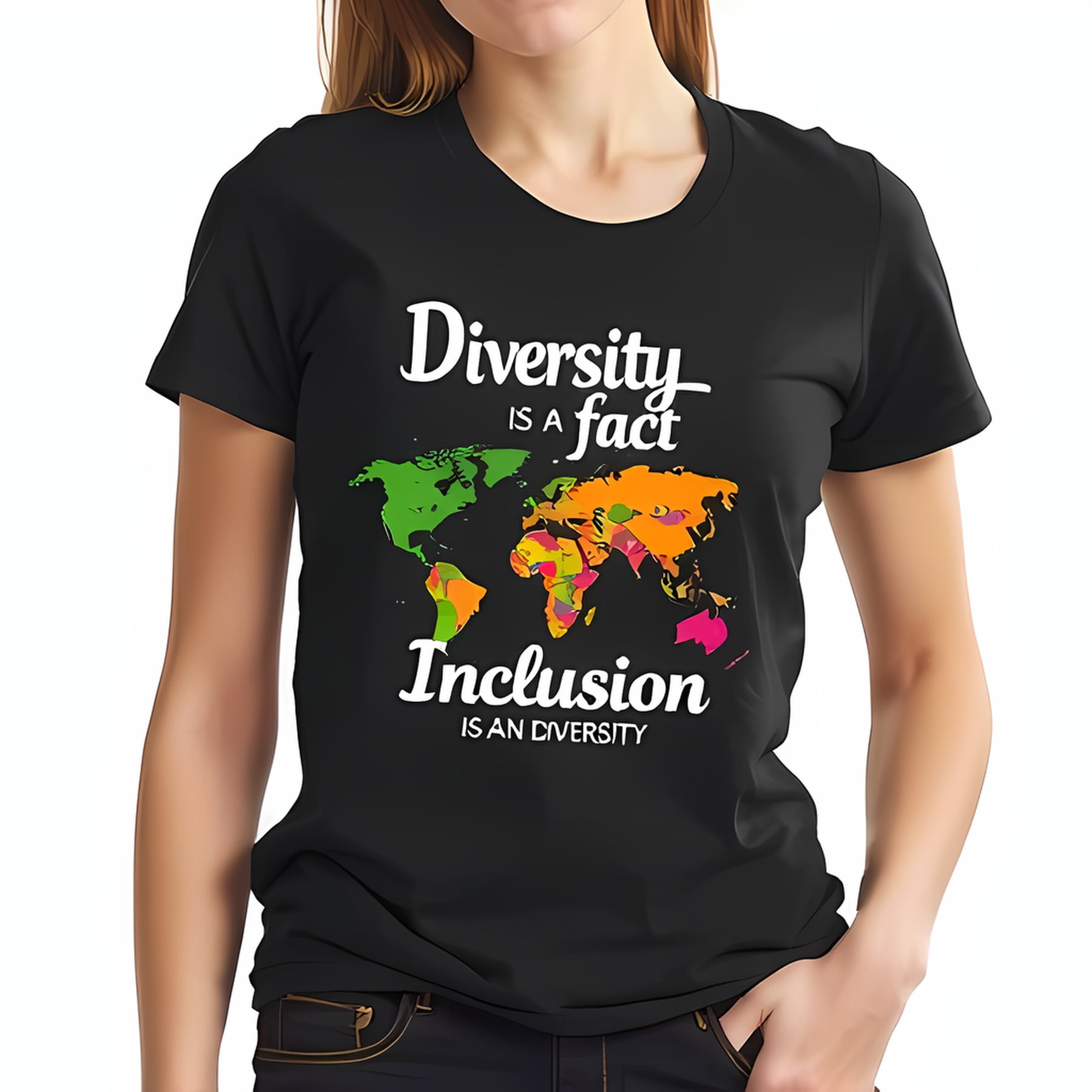 Diversity is a Fact T-Shirt - Colorful World Map Design Inclusion is ...