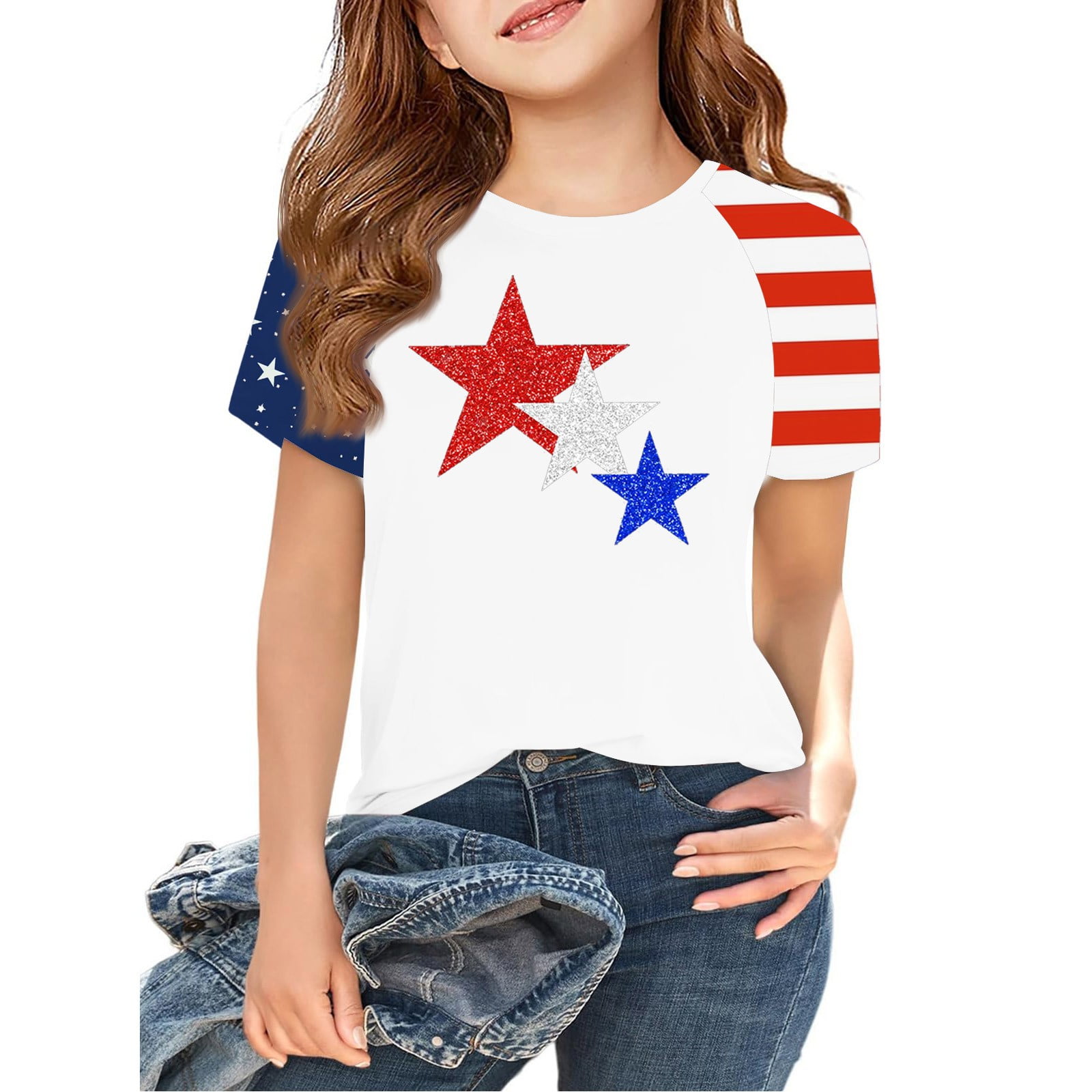 Divhosrg 4th of July Outfits for Girls 10-12, Usa T Shirt Kids, Toddler ...