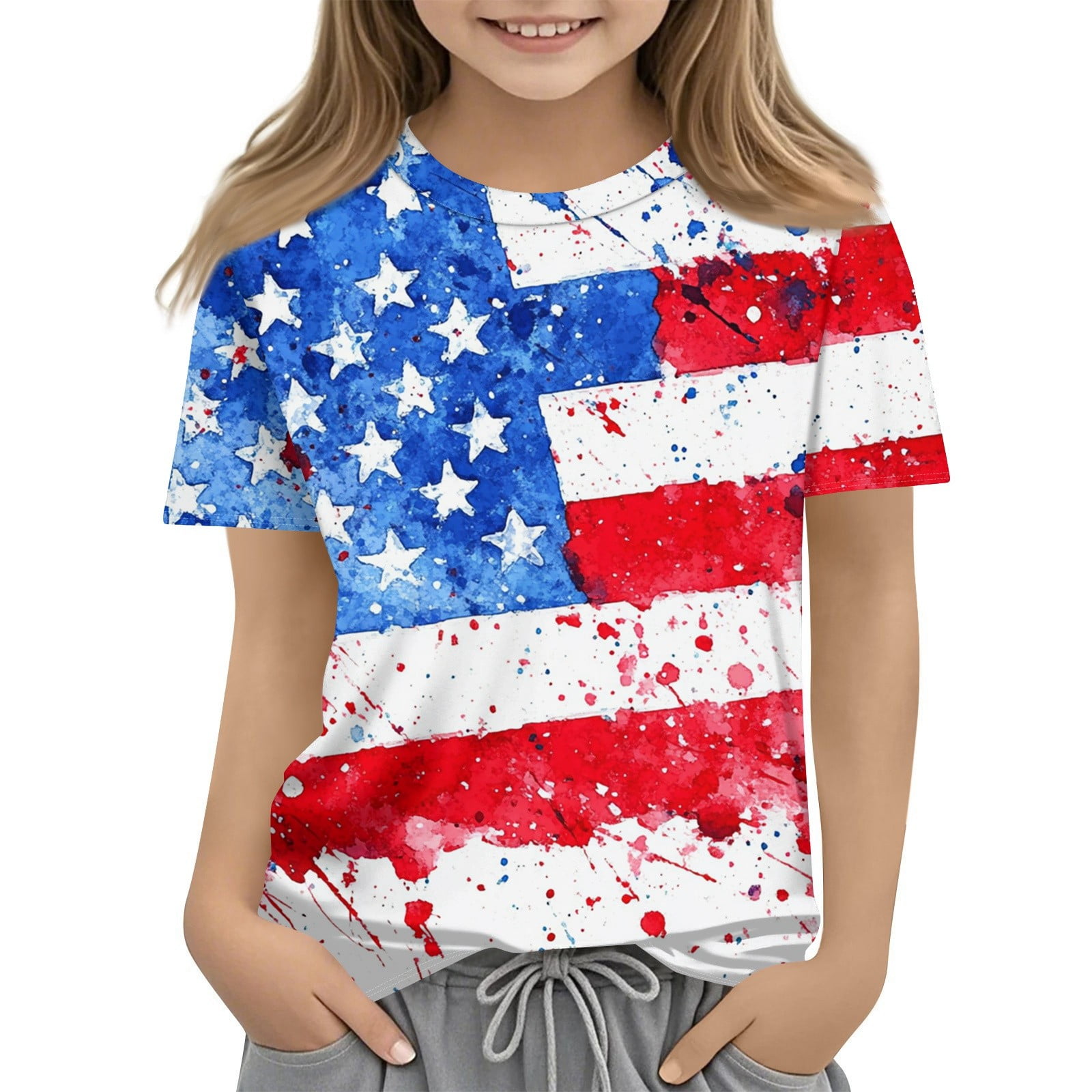 Divhosrg 4th of July Outfits for Girls, Usf Shirt Kids, Toddler Flag ...
