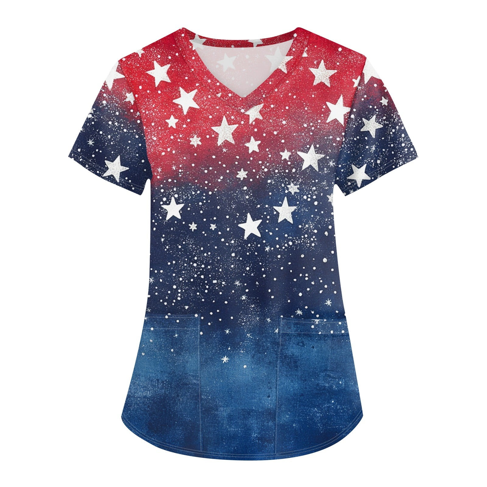 Divhosrg 4th Of July Scrub Top, Patriotic Scrub Tops for Women Stars ...